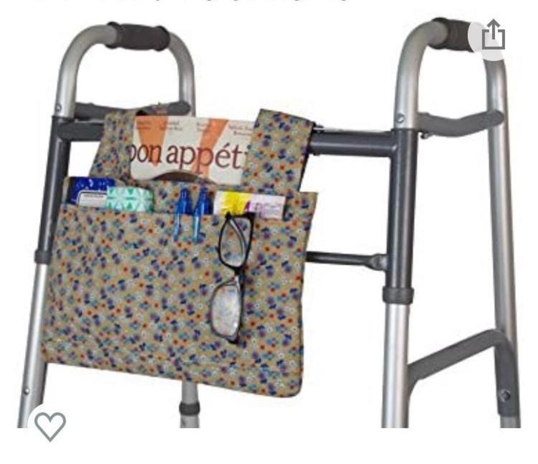Tan & Blue Walker Rollator Hands-free Pocket Caddy Fashion Tote Bag ...