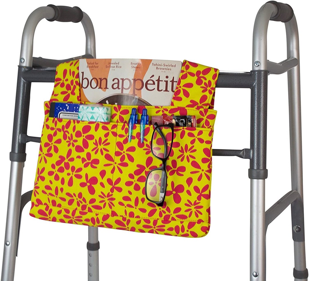 Yellow Fashion Walker Caddy Mobility Accessory Rollator Bag Best Floral ...