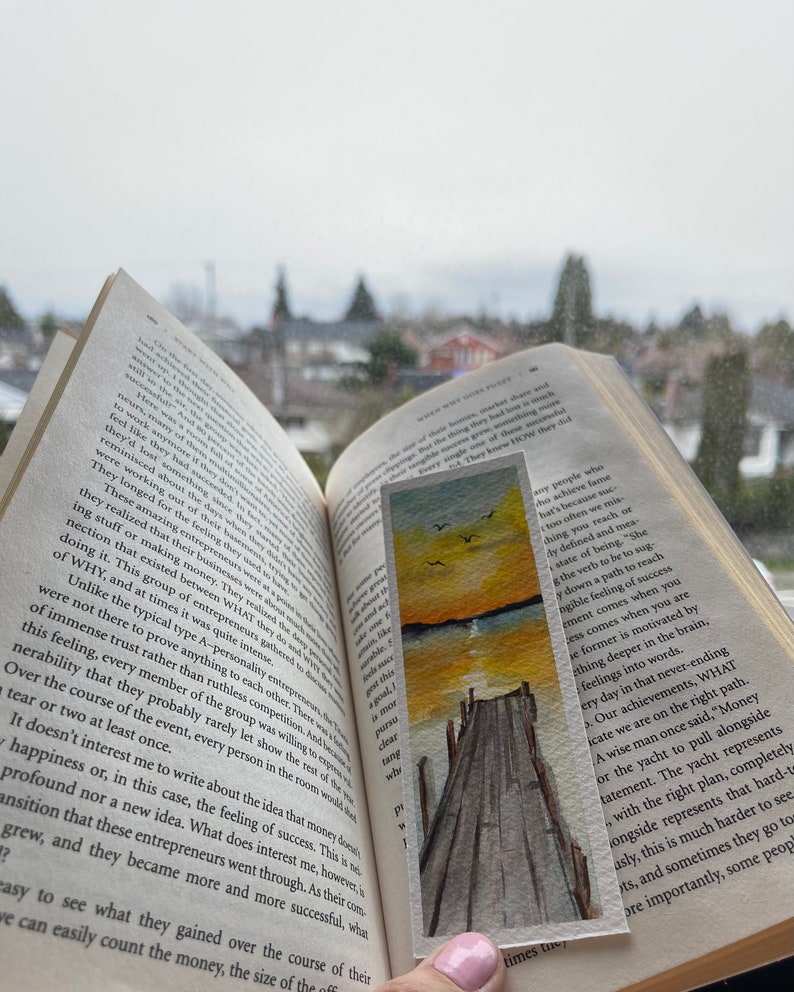 Hand-painted Bookmark, Watercolor Art, Sunset Artwork- Original ...