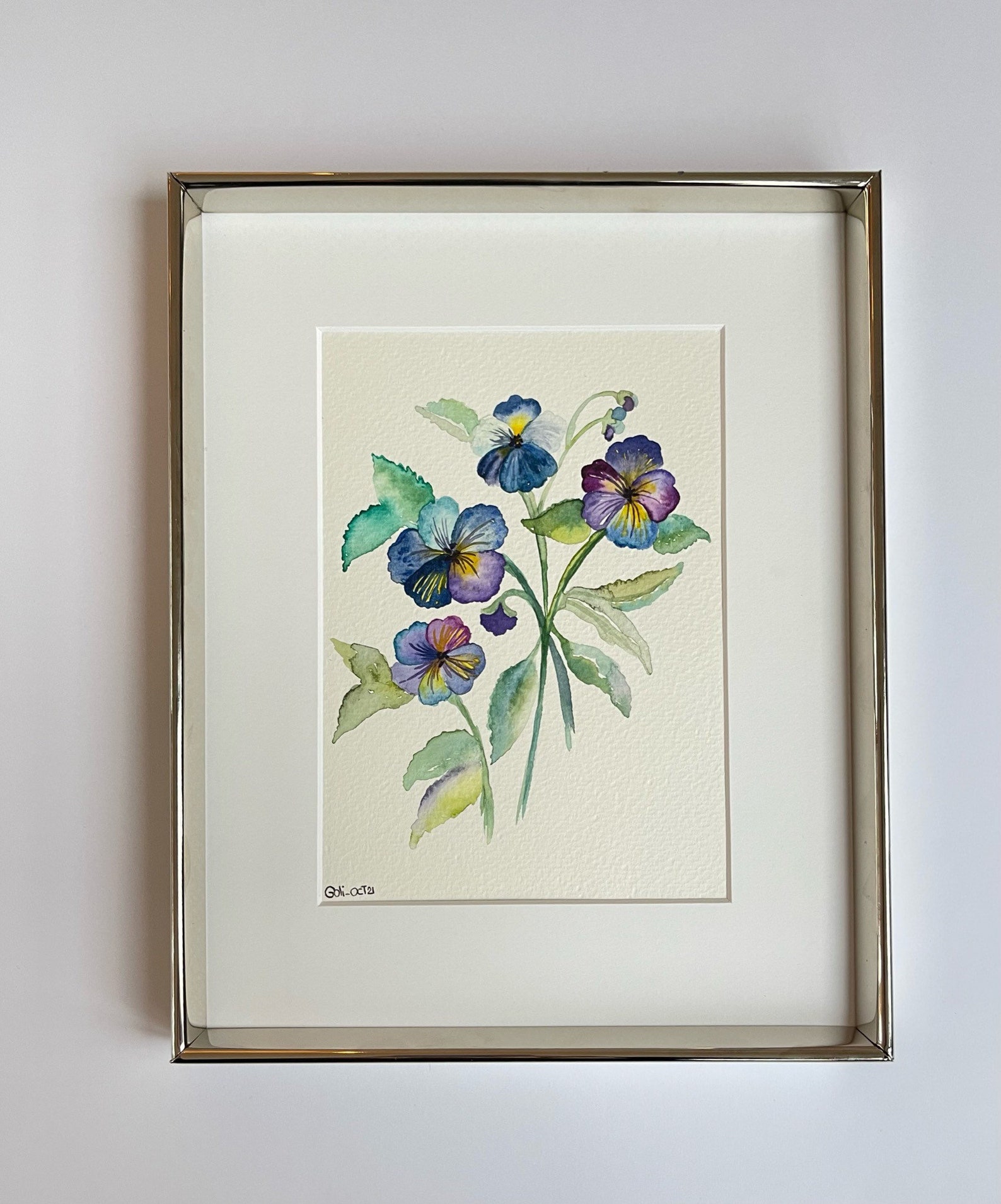 Purple Violet Artwork, Original Watercolor Artwork, Purple Violet ...