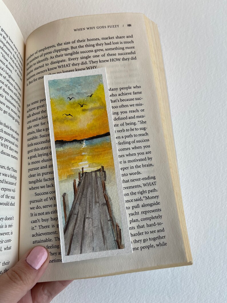 Hand-painted Bookmark, Watercolor Art, Sunset Artwork- Original ...