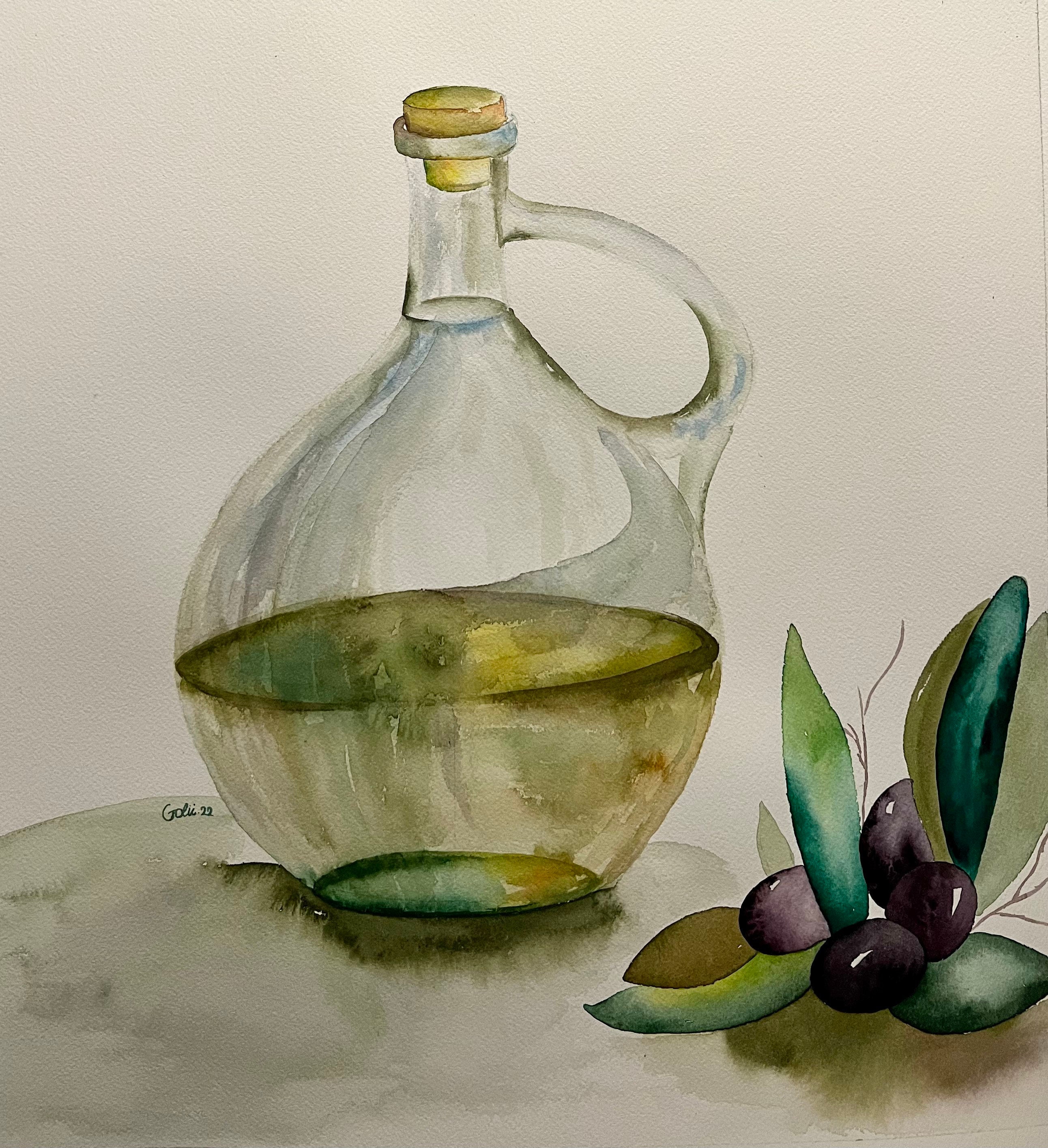 Olive Oil Original Watercolor Artwork Kitchen - Etsy