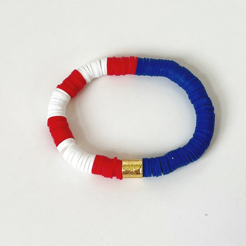 Party in the USA Red White Blue Colorblock Heishi Disc | Etsy