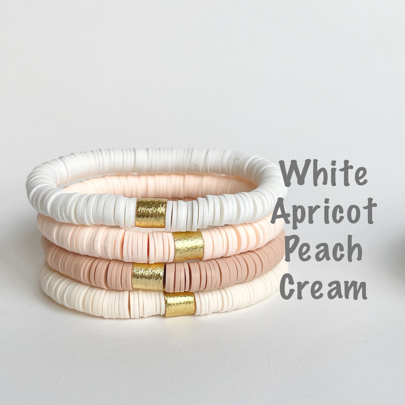 Neutral Heishi Disc Bracelets | Clay Disc Bracelets With Silver ...