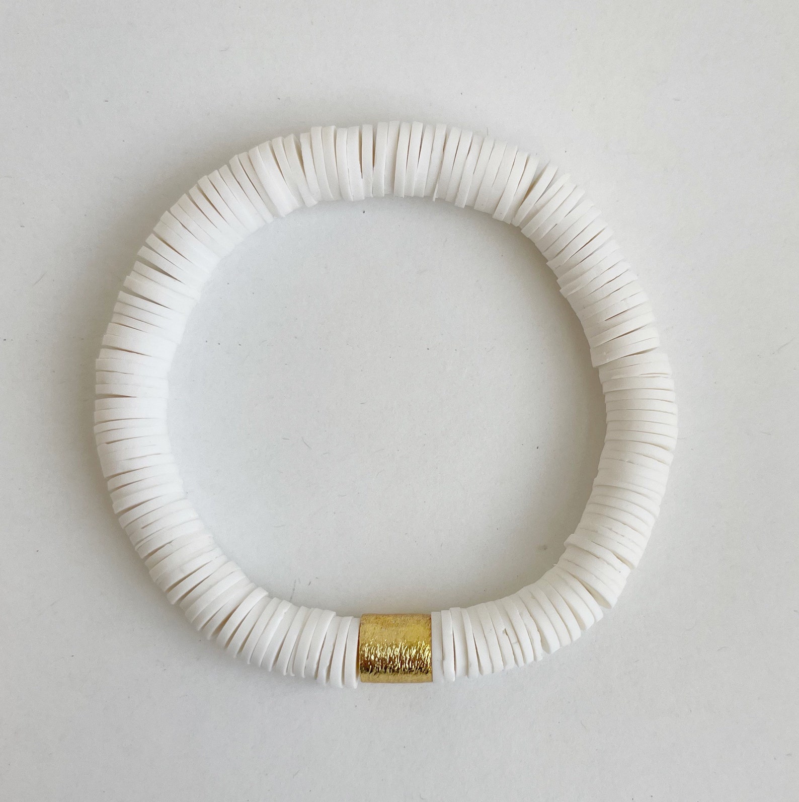 Neutral Heishi Disc Bracelets | Clay Disc Bracelets With Silver ...