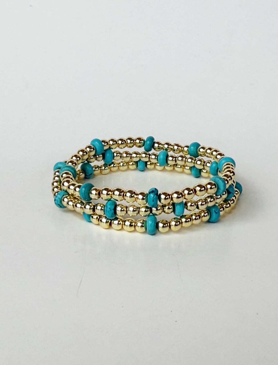 Turquoise and Gold Ball Stacking Bracelets, Turquoise and Gold Bracelet ...