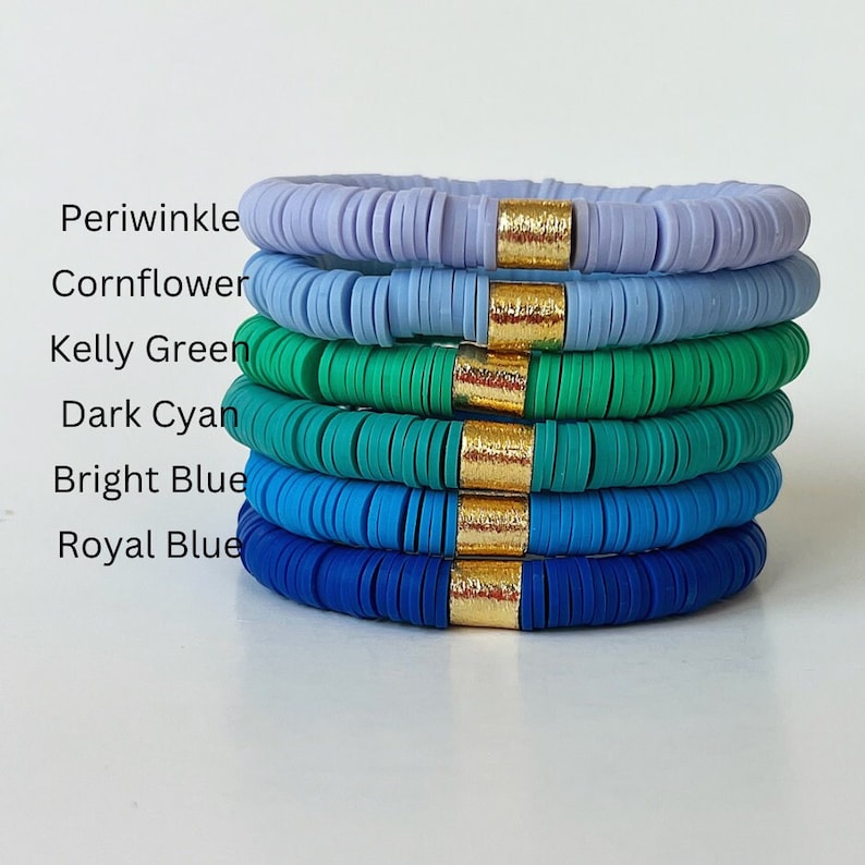 NEW Summer Heishi Bracelets | Bright Heishi Clay Disc Bracelet Stack ...