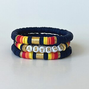 Stros Stack | Personalized Orange and Blue Heishi Bracelets Houston Astros Game Day | Astro ...