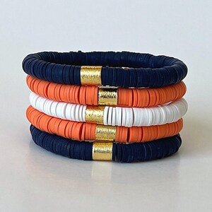 Stros Stack | Personalized Orange and Blue Heishi Bracelets Houston Astros Game Day | Astro ...