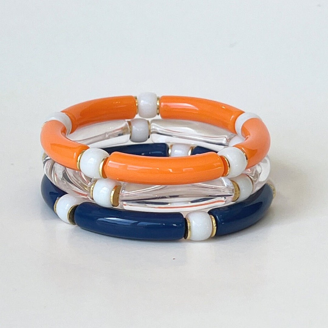 Houston Astros Bracelet Stack | Astros Jewelry | Acrylic Bangle Bracelet Stack | Blue and Orange ...
