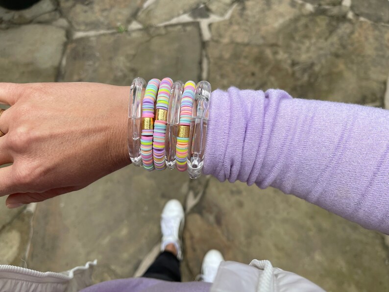 Pastel Rainbow Bracelet Set, Spring Gifts for Women, Clay Bead ...