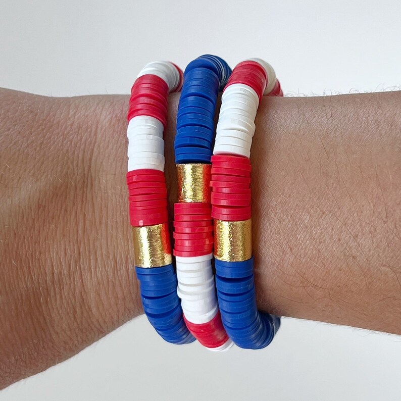 Party in the USA Red White Blue Colorblock Heishi Disc - Etsy