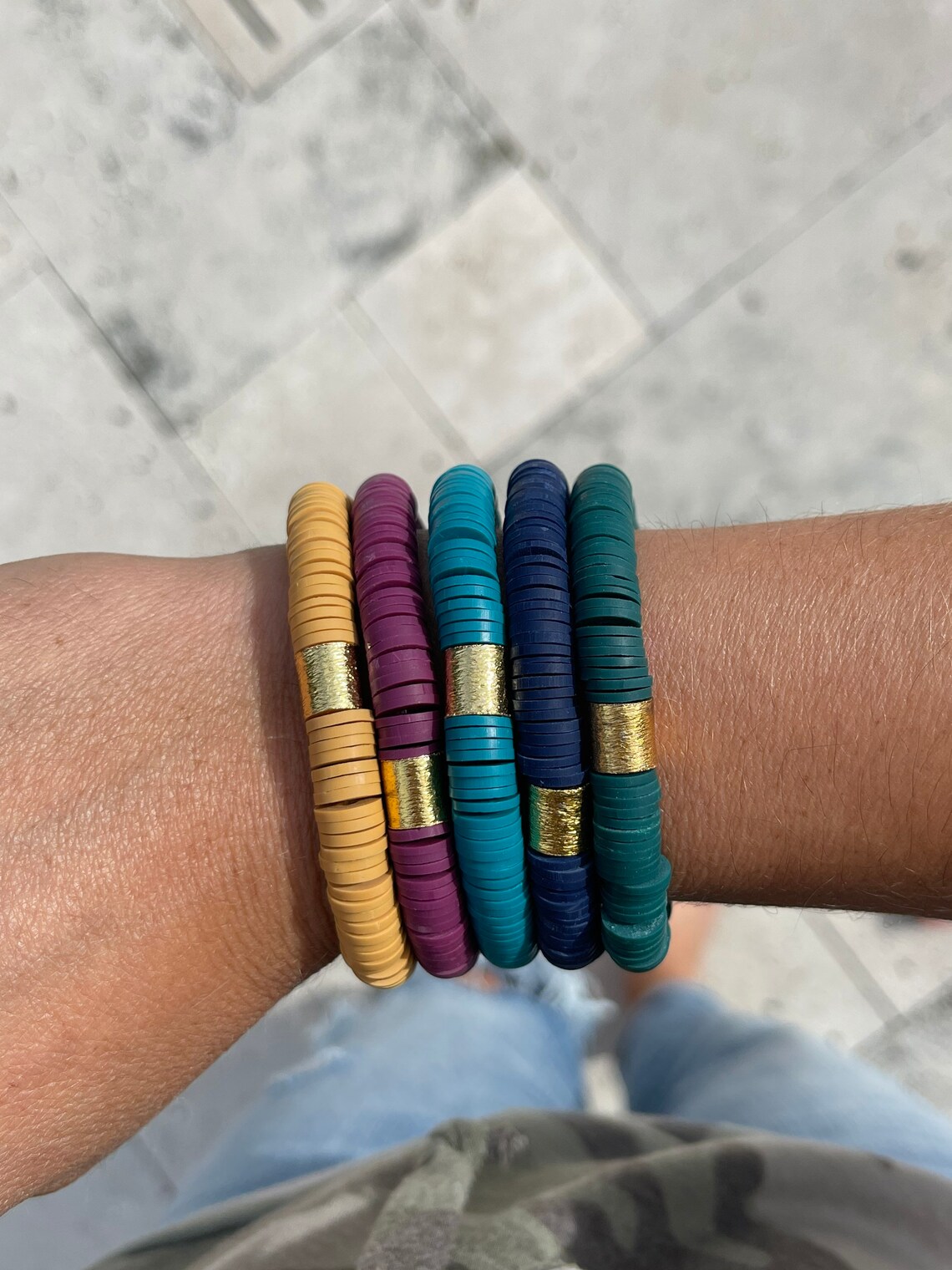 Fall Heishi Bracelet Stack, Clay Disc Bracelet, Fall Bracelet Clay ...
