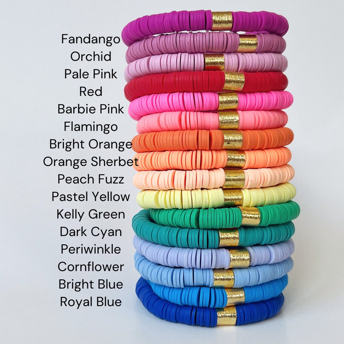 NEW Summer Heishi Bracelets | Bright Heishi Clay Disc Bracelet Stack ...