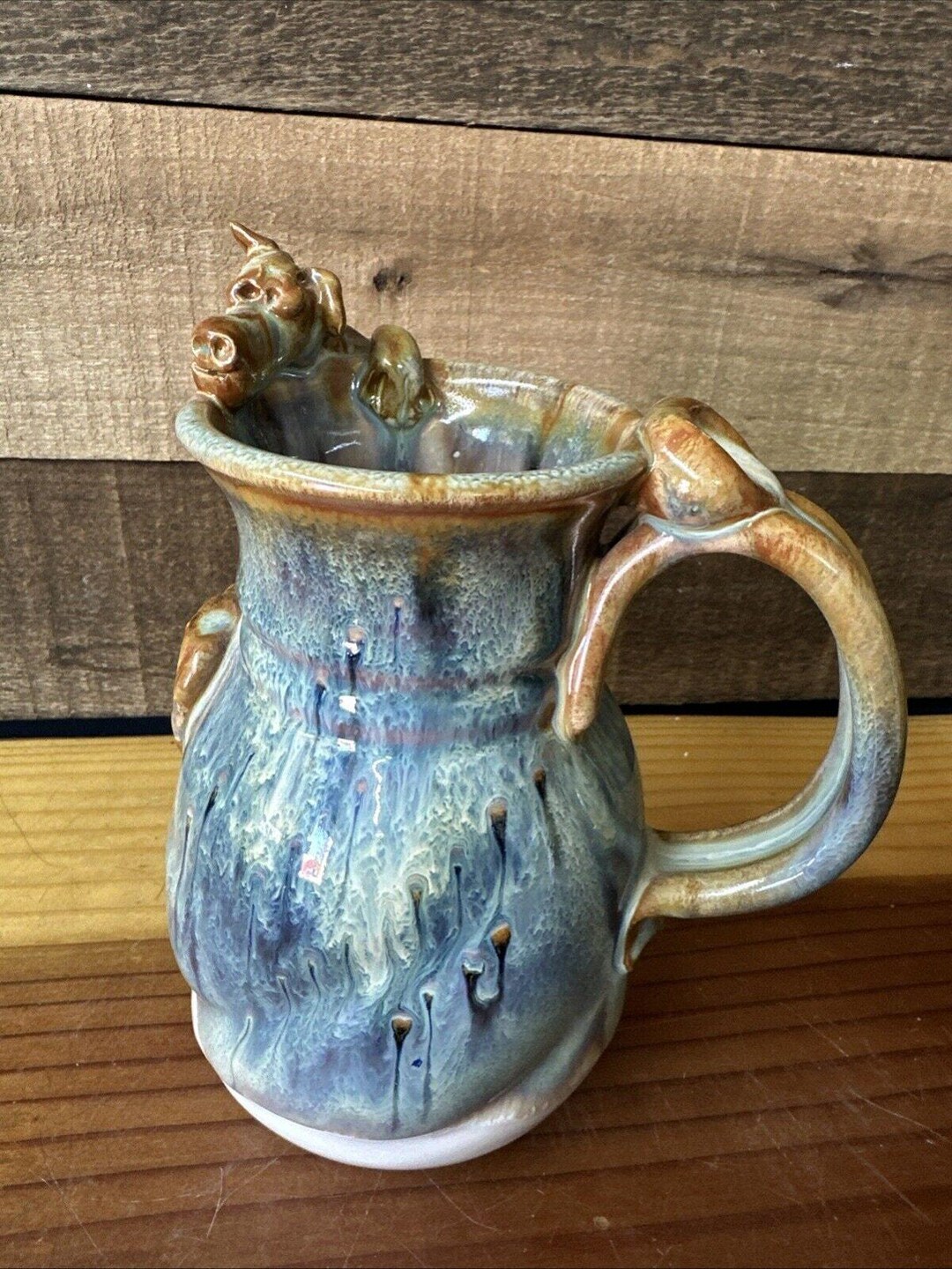 Garnier Studio Art Pottery Glazed Scooby Dog Animal Peeking Signed Mug ...