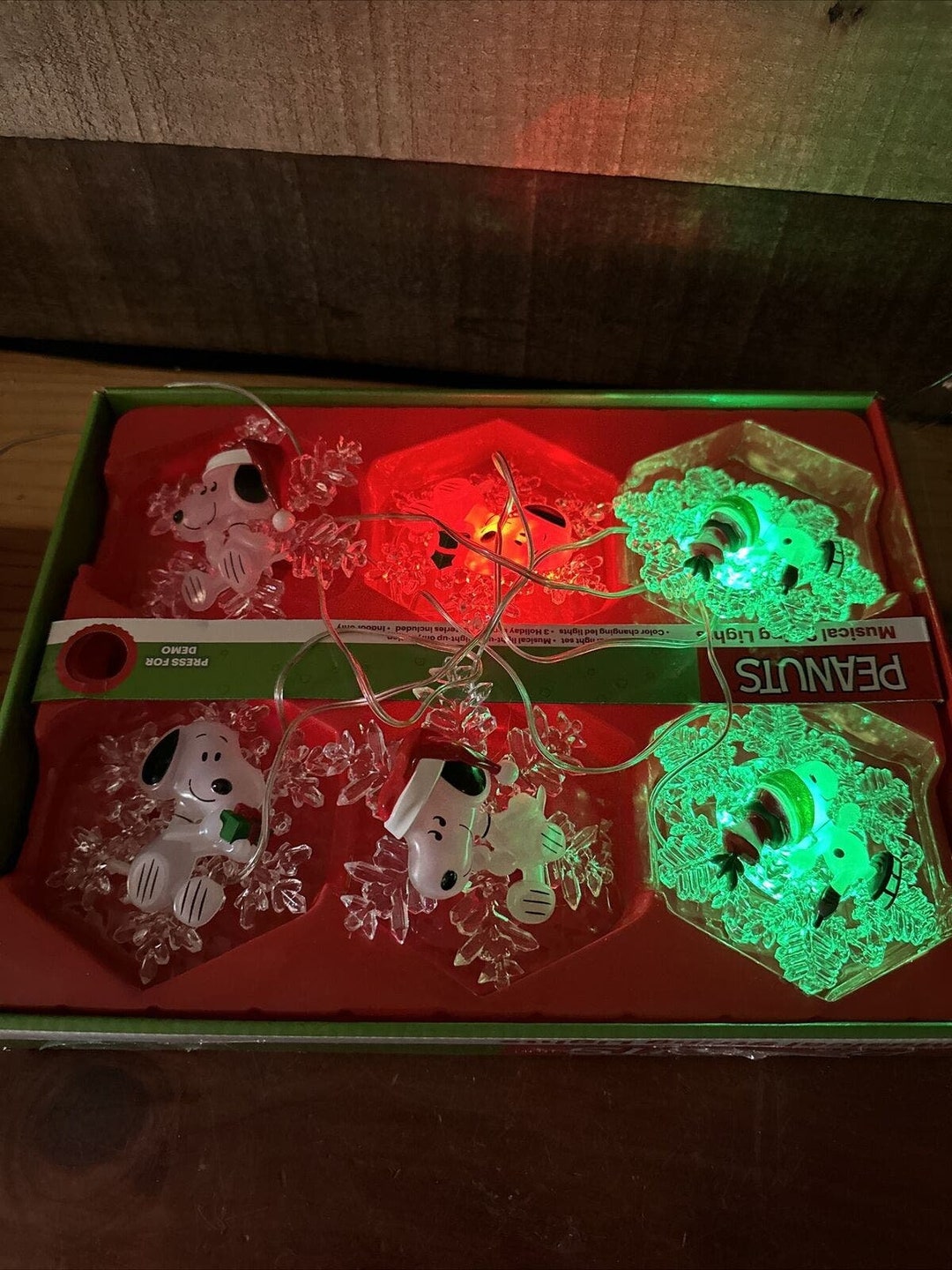 Snoopy Peanuts Christmas Musical String Lights Snowflakes Color ...