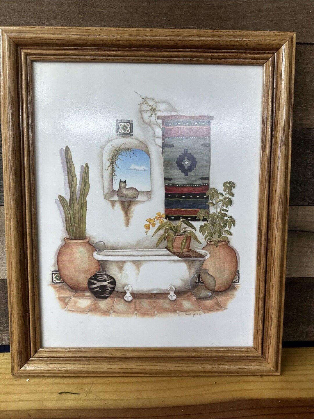 Carol Jean Green Framed Art Print Tub 13x16 Southwest Theme - Etsy