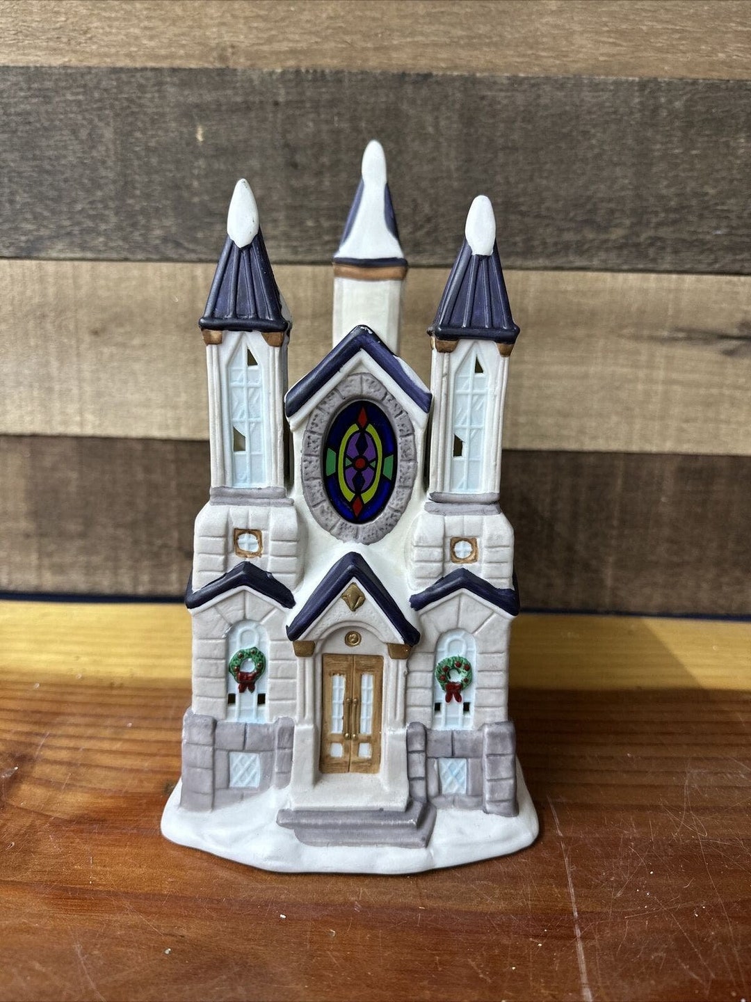 Vintage 10" Holiday Church Figure Stained Glass Window - Etsy