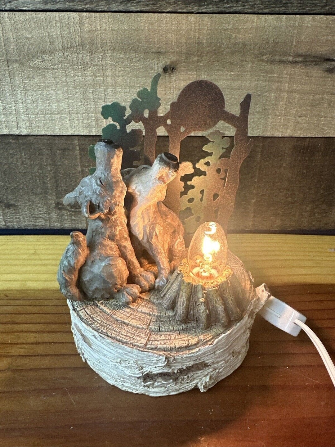 Vintage Rustic Wolves Howling Around Campfire Night Light Lamp - Etsy