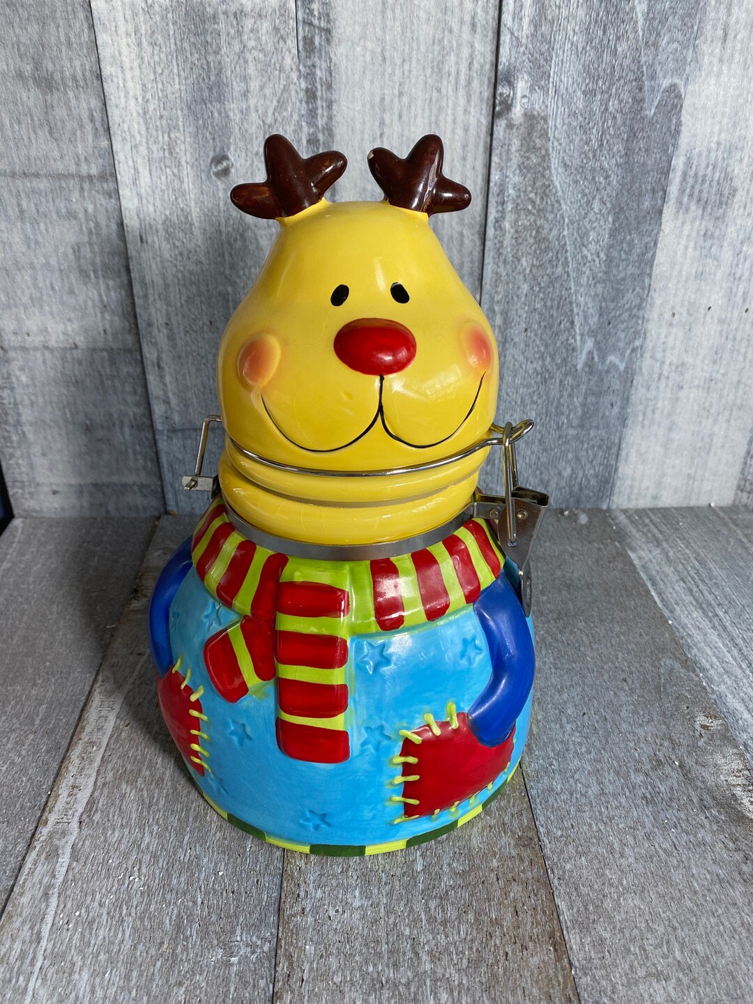 Reindeer Cookie Jar With Latch Lid - Etsy