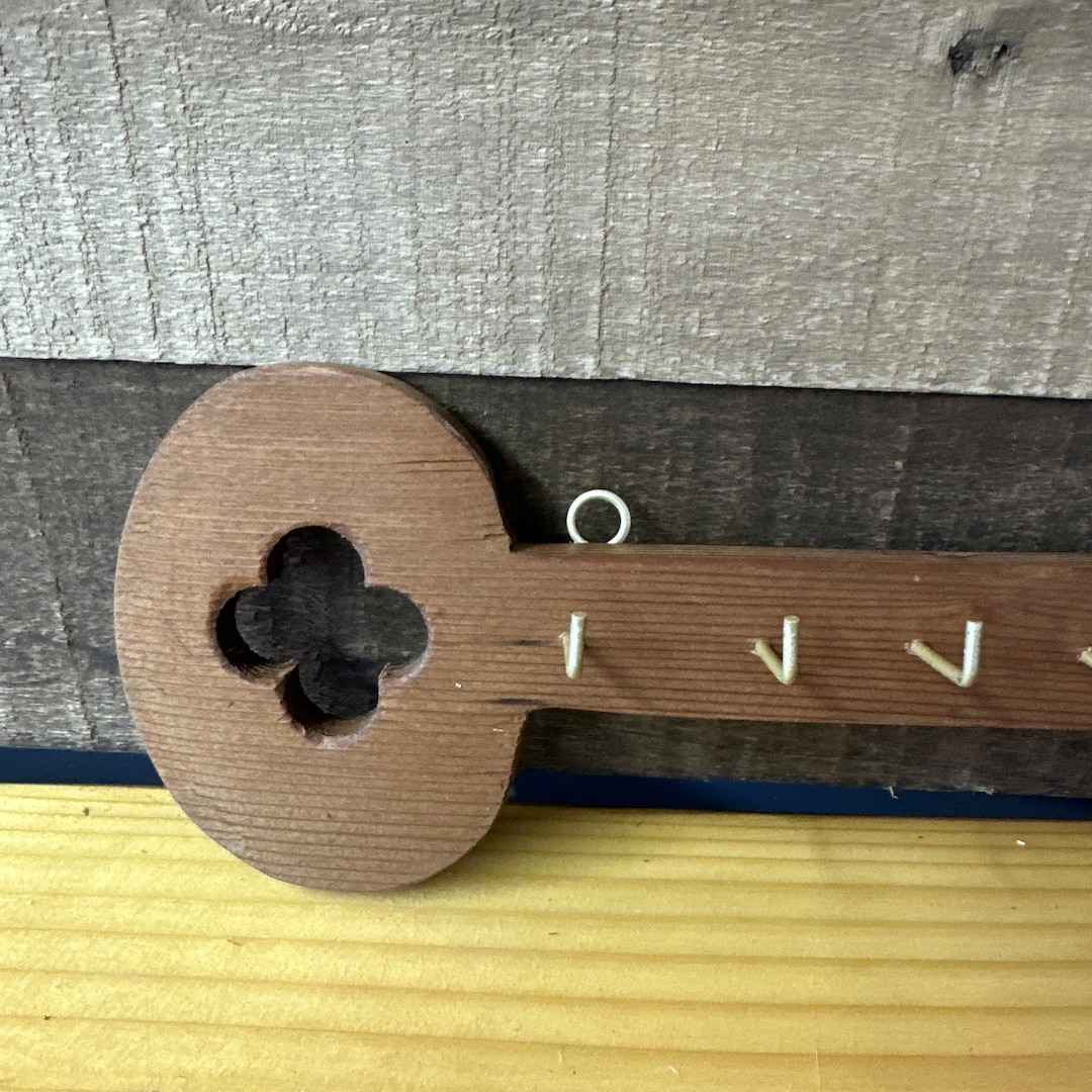 Vintage Wooden Key Shaped Key Holder With 5 Pegs - Etsy
