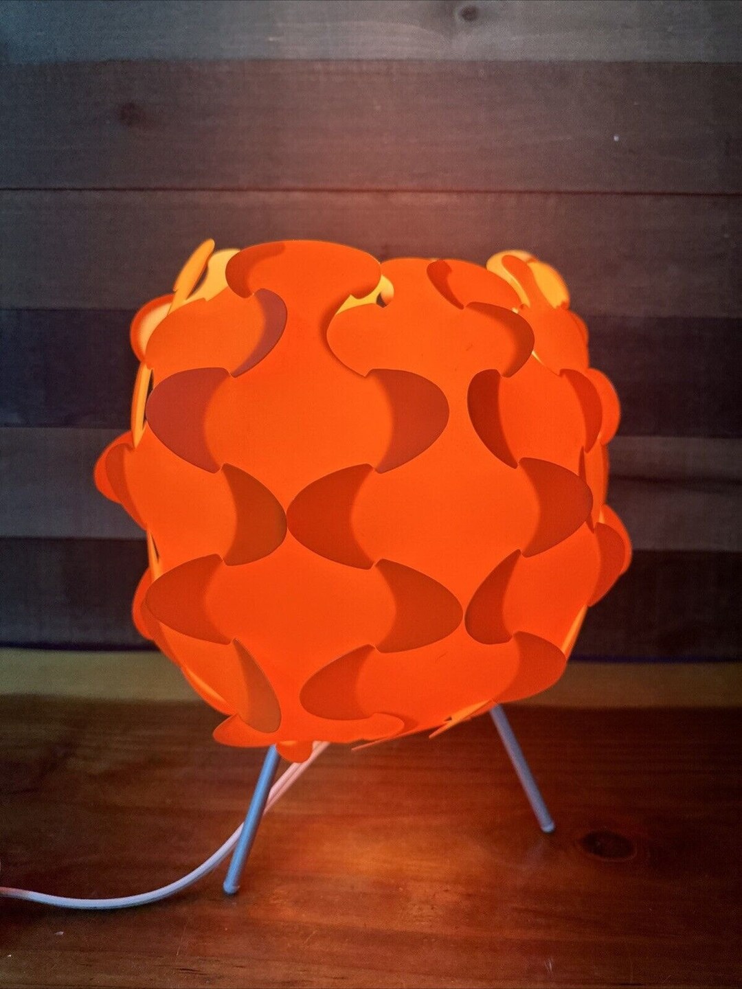 Vintage IKEA Gunner Jenson Fillsta Table Origami Lamp Orange Shade ...