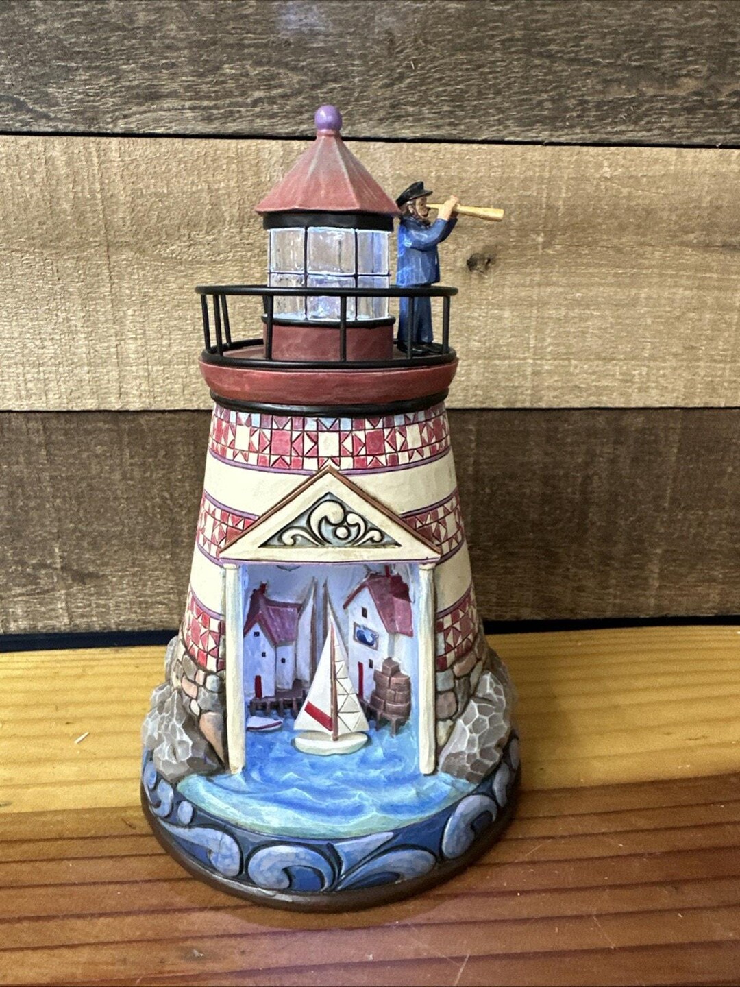 Jim Shore Summer Breezes Light up Lighthouse With Sailor Diorama in Box ...