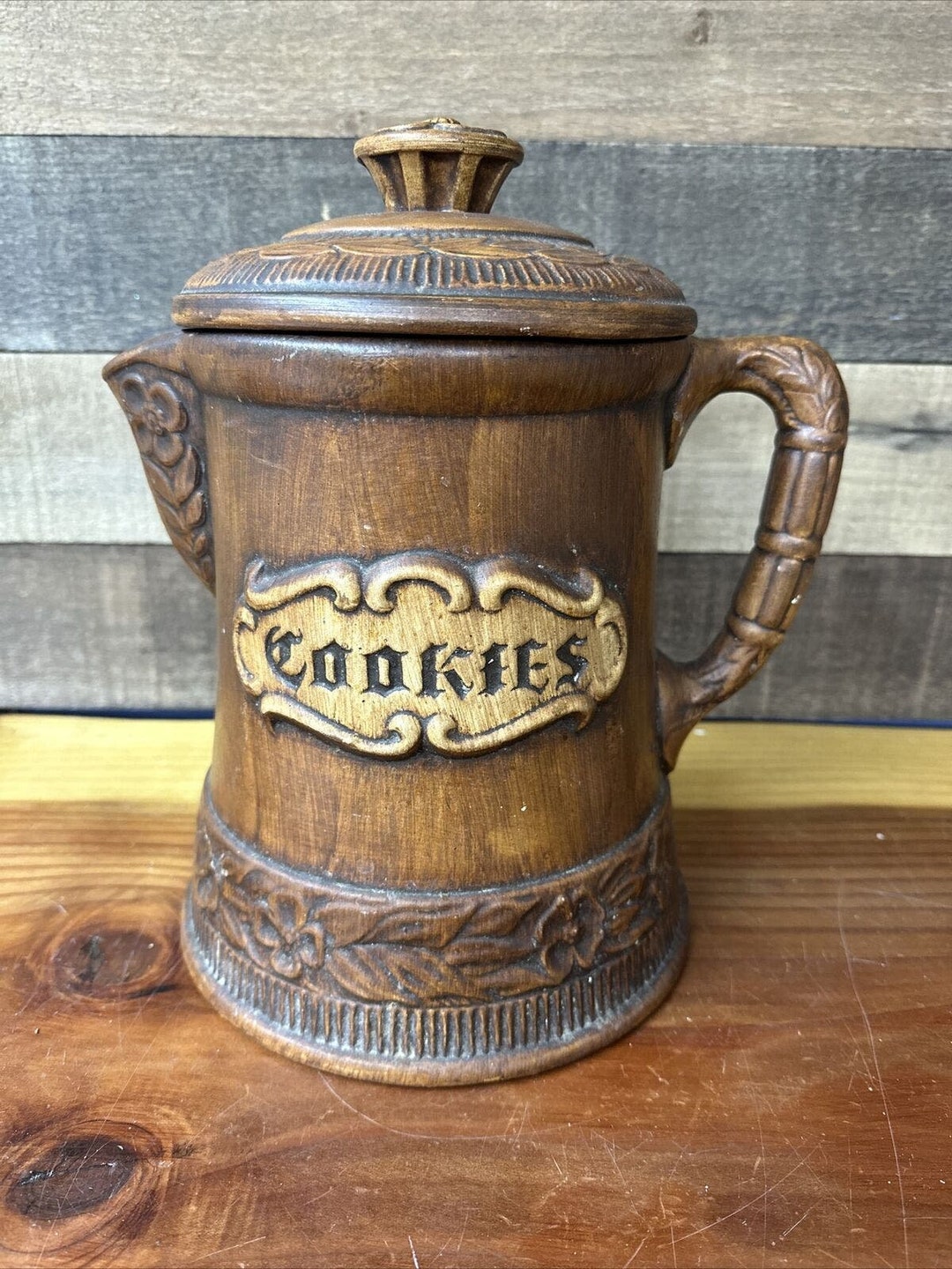 Vintage Treasure Craft Brown Pitcher Ceramic Cookie Jar - Etsy