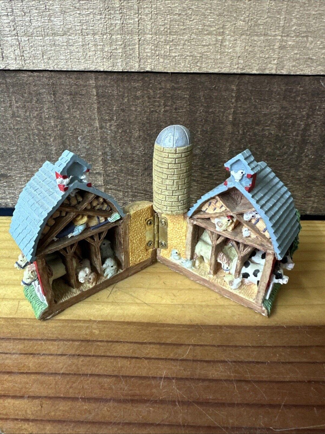 1994 Resin Hinged Barn With Silo by Ranger International Corp 3.5” Tall ...