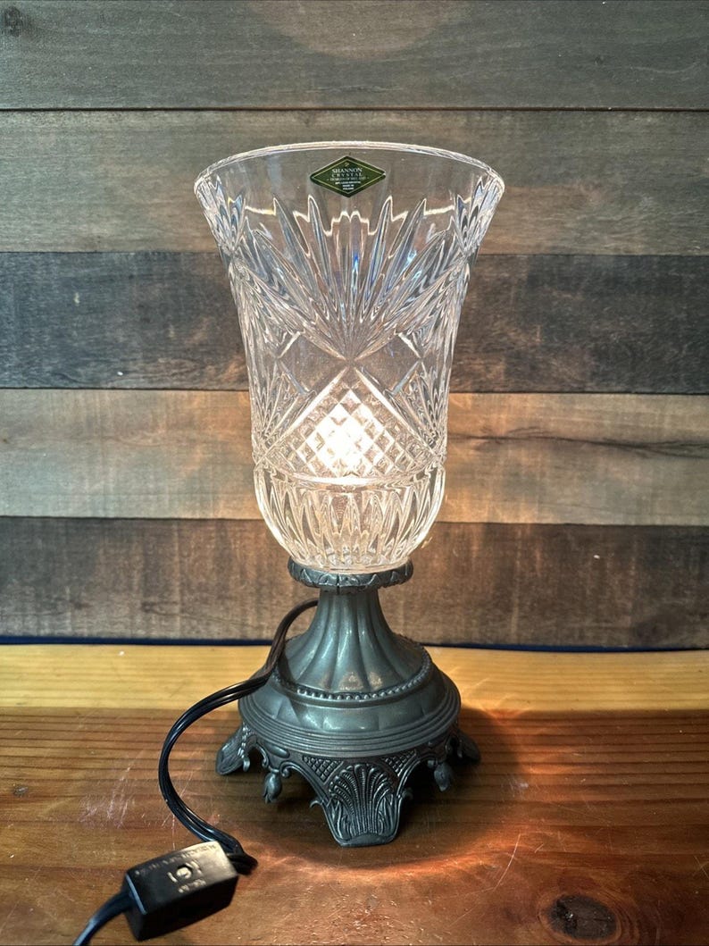 Vintage Shannon Crystal and Metal Table Lamp With Ornate Base 12.5" - Etsy