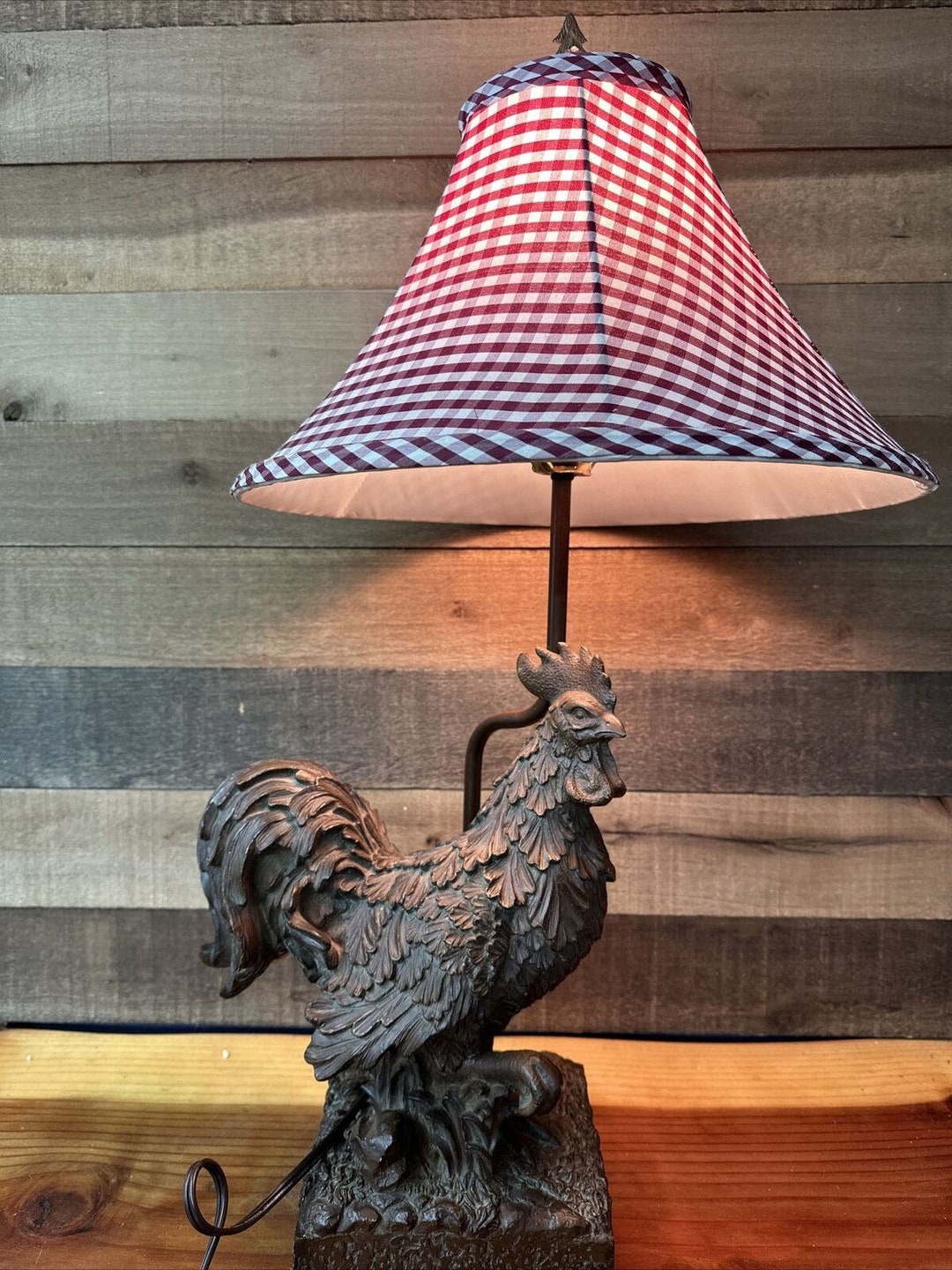 Country Western Farmhouse Rooster Chicken Hen Heavy Table Lamp With ...