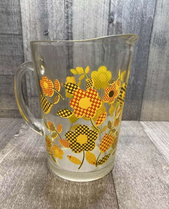 Vintage Floral Flower Power Pitcher - Etsy