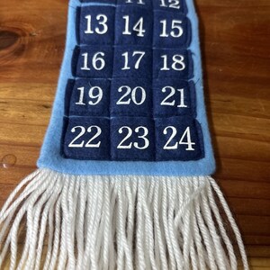 Blue Snowman Scarf Advent Countdown Calendar 26” Long - Etsy