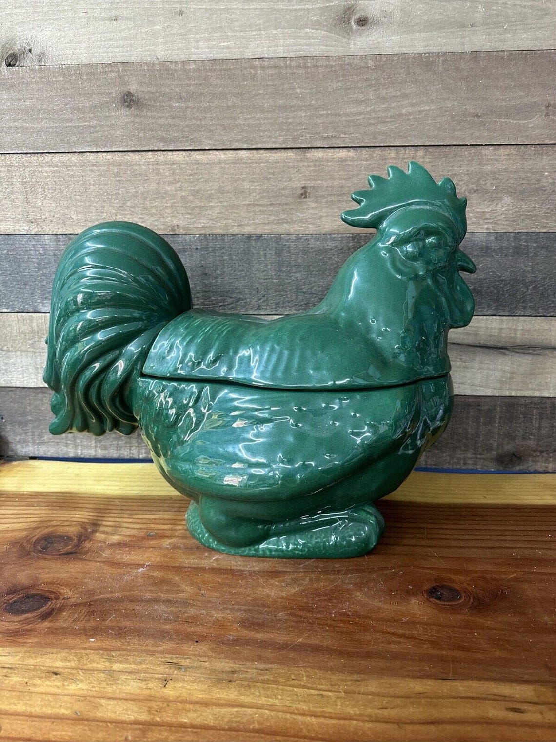 Rare Vintage Large Green Rooster Chicken Tureen - Etsy