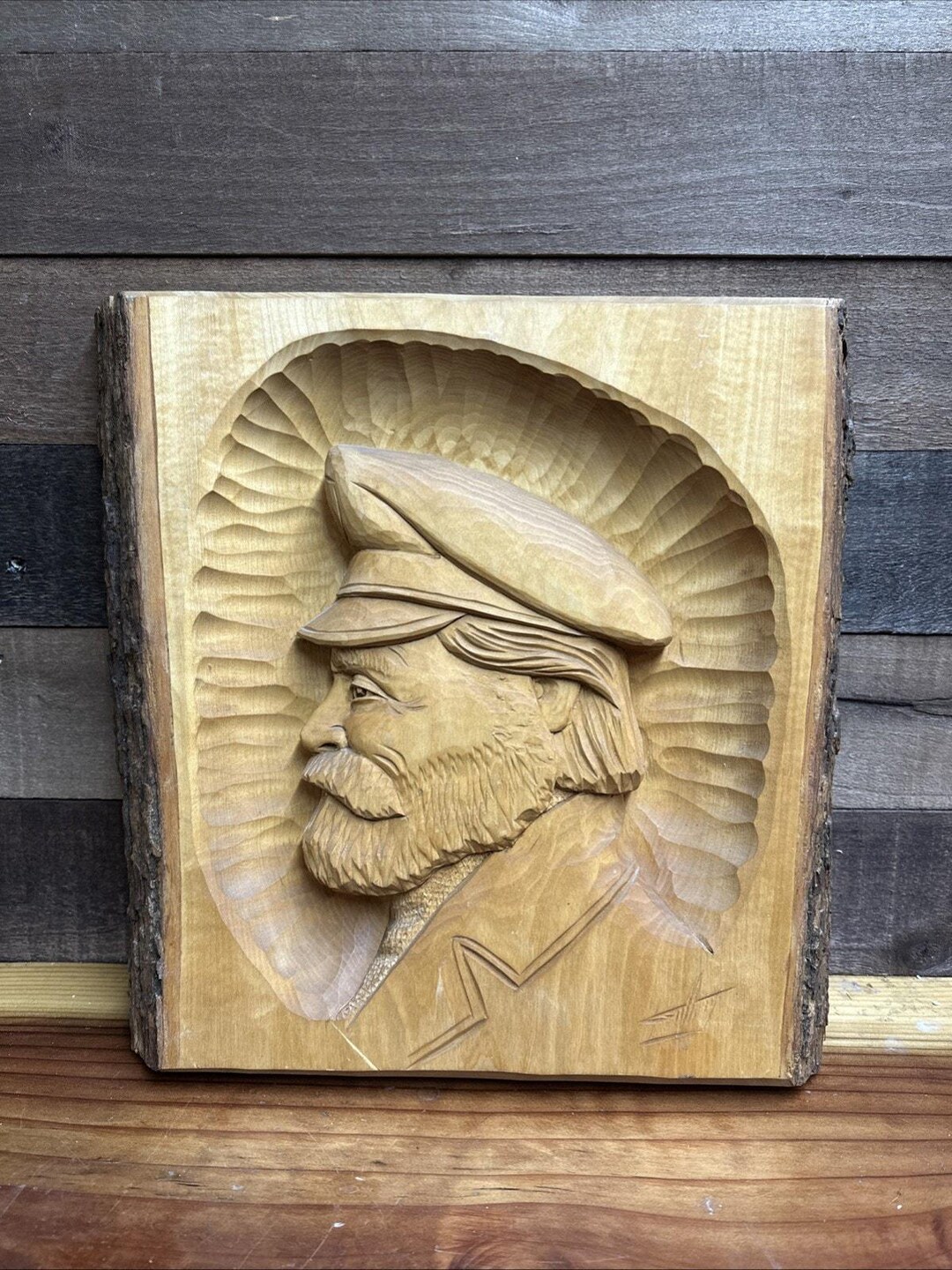 Hand Carved Wooden Sea Captain Signed 15x15 - Etsy