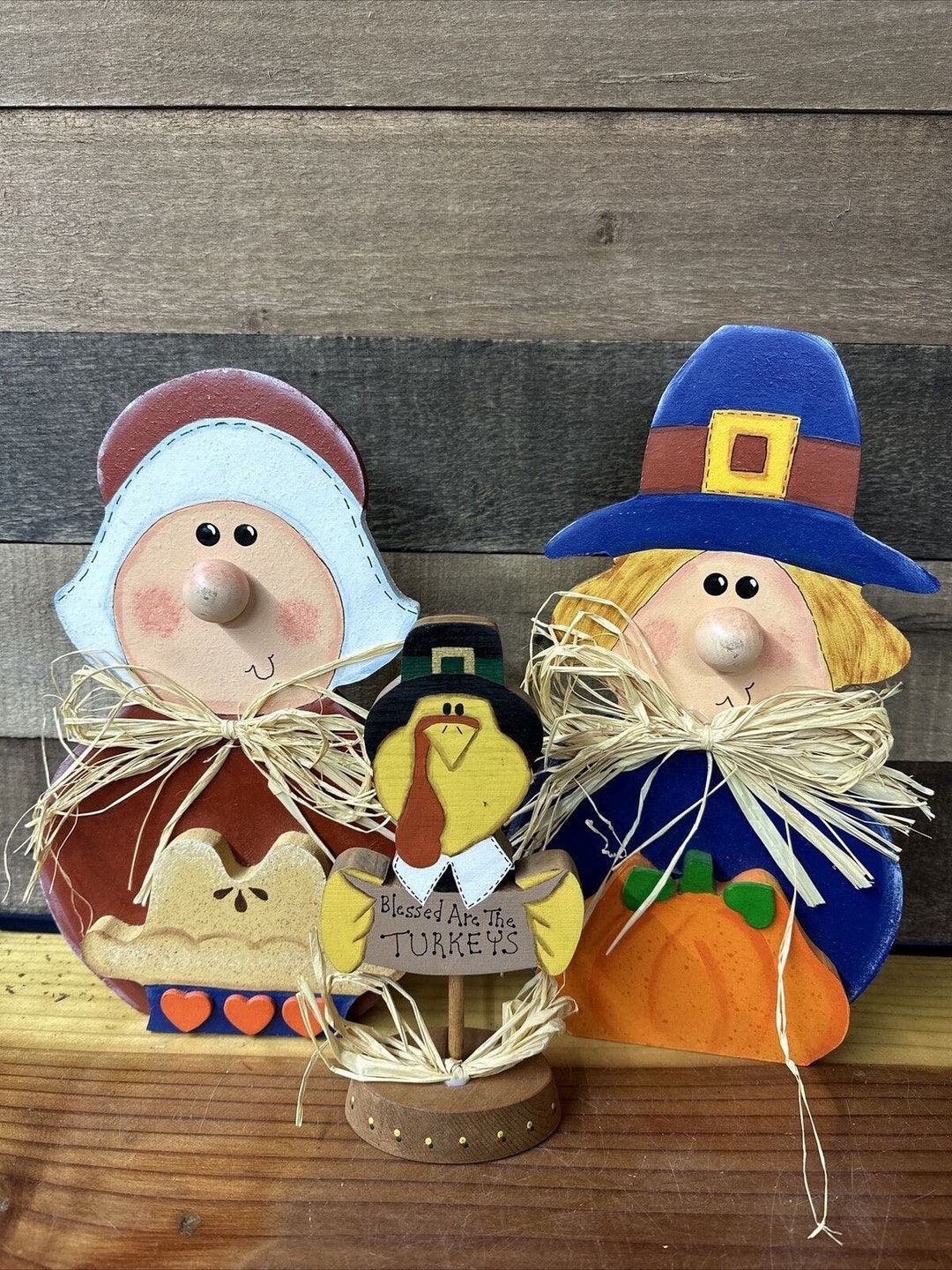 Wooden Pilgrim Table Decor 12” and Turkey - Etsy