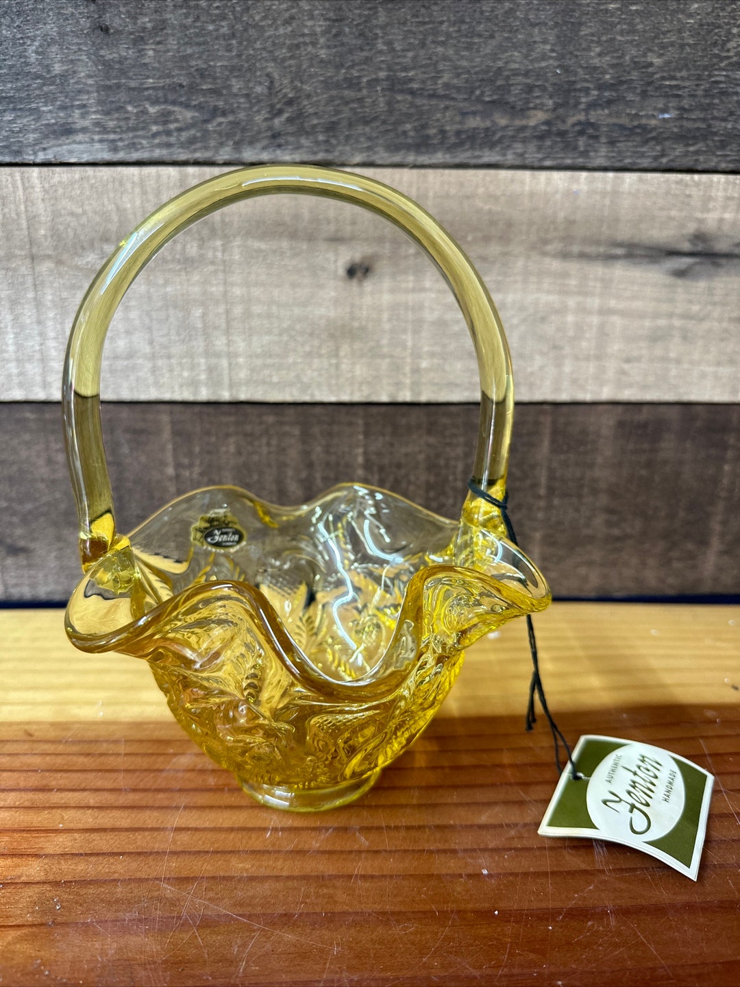 Vintage Fenton Yellow Glass Strawberry Basket 7.5” - Etsy