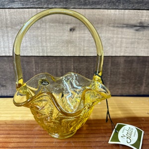 Vintage Fenton Yellow Glass Strawberry Basket 7.5” - Etsy