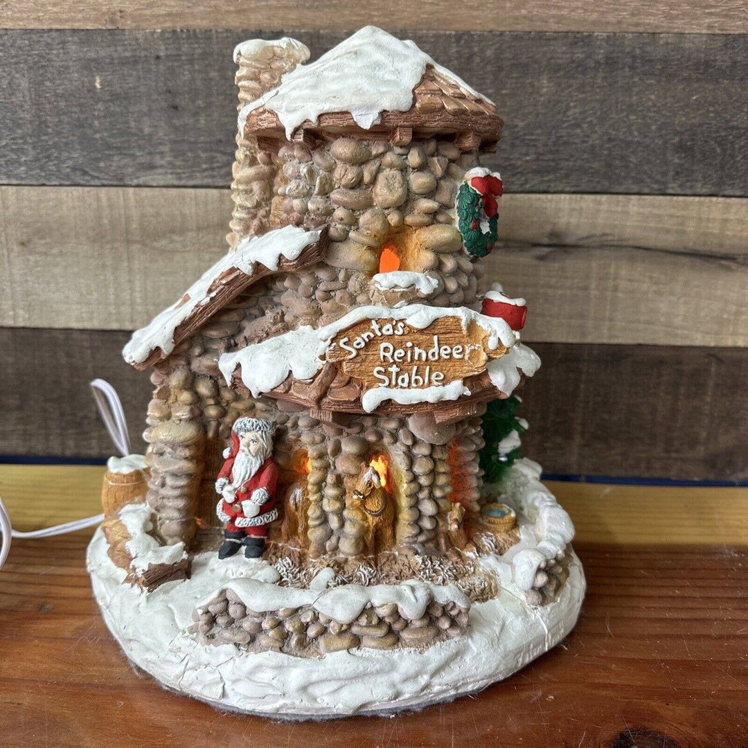 Christmas Village Cobblestone Unique Santa's Reindeer Stable by Doranne ...