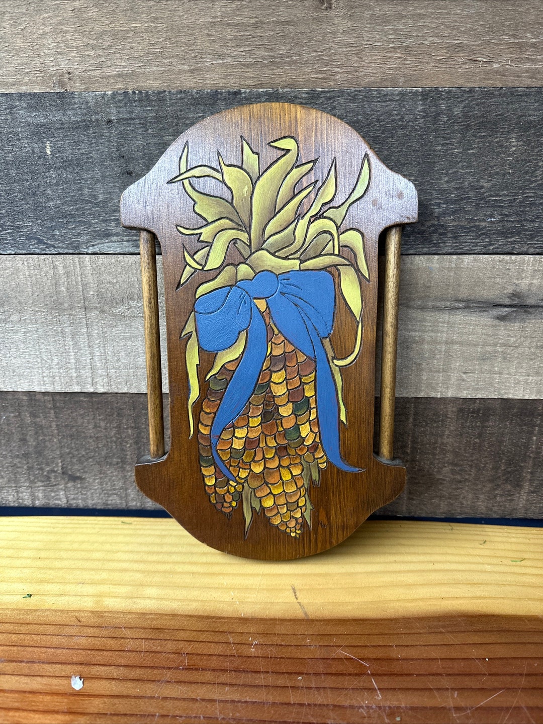 Vintage Wood Plaque Harvest Corn - Etsy