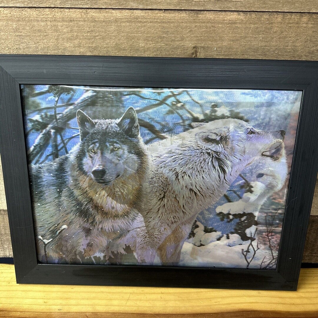 Wolves Interactive 3D Picture Print Wall Art Decor Photo Framed 18x14 ...