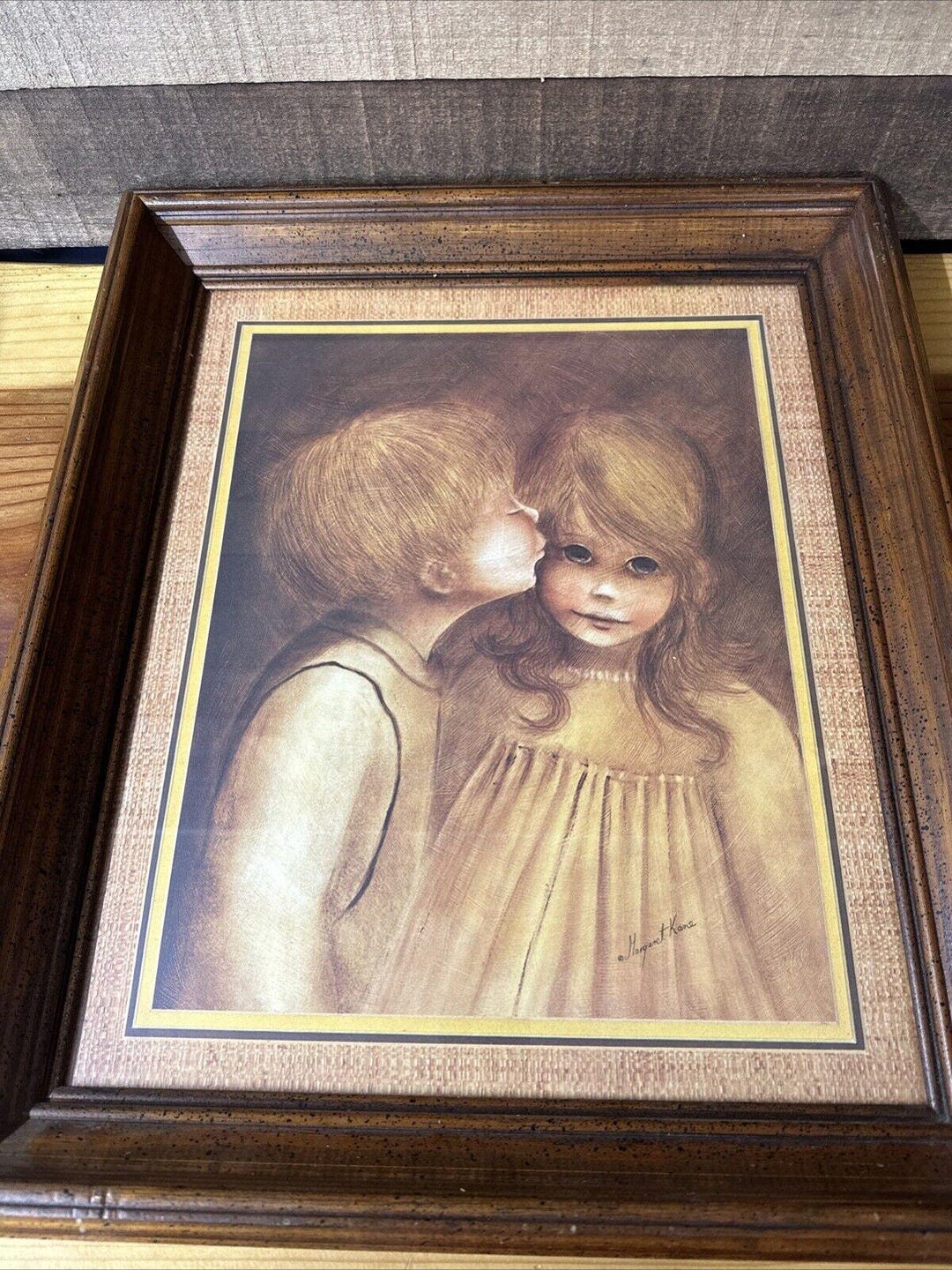 Margaret Kane A Little Kiss Vintage Big Eye Boy & Girl Wood Framed 20 X 17 - Etsy