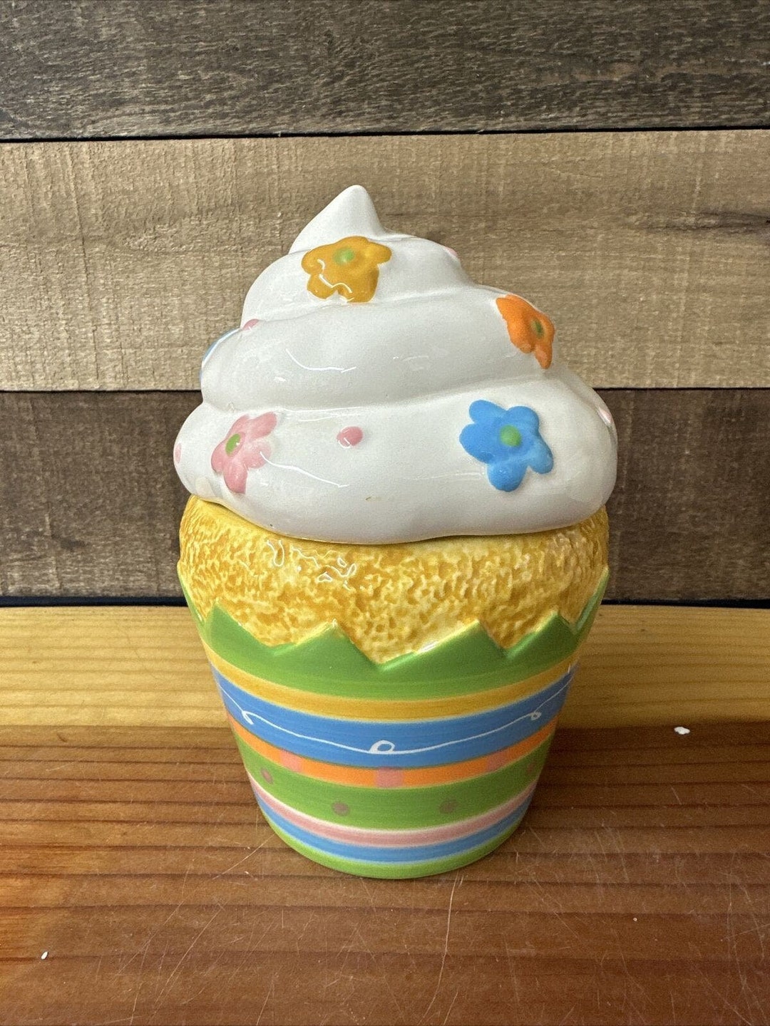 Ceramic Davids Cookies Cupcake Cookie Jar 7 Pastel Spring Flowers - Etsy