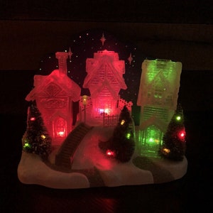 Home Elements Village Christmas Ice Houses LED Color Changing Lights - Etsy