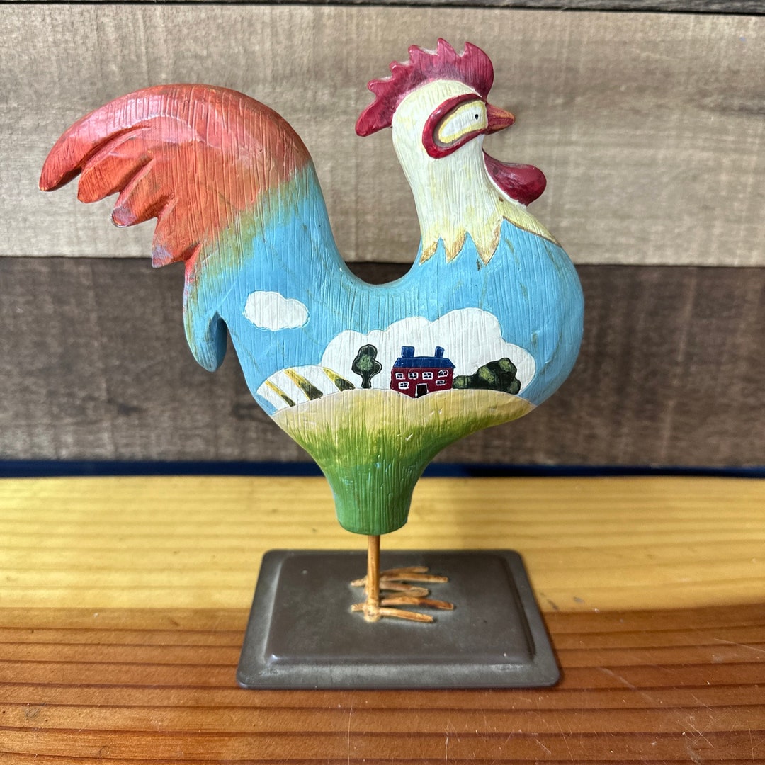 Folk Art Rooster Chicken Farm Scene - Etsy