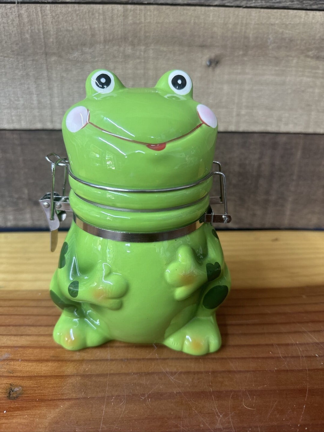 Green 6.5 Ceramic FROG Figurine Canister Boston Warehouse - Etsy