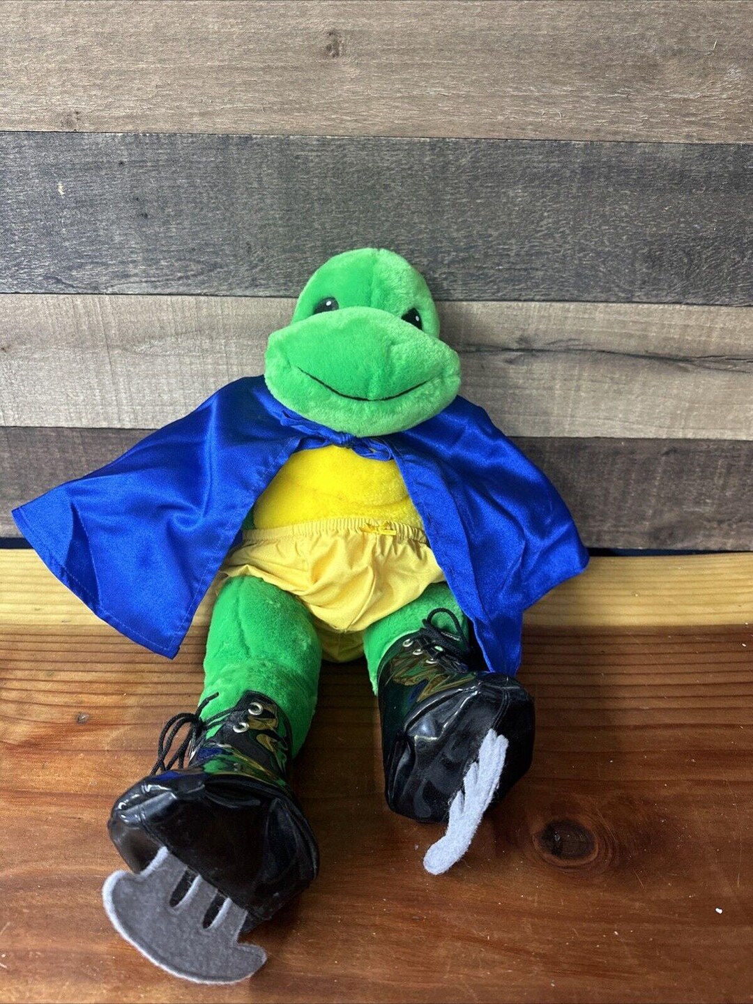 Build A Bear Turtle Plush Stuffed Animal 14" No Shell BAB With Cape Ice ...