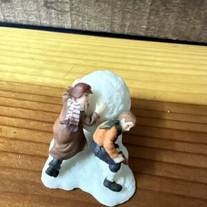 Two Boys Pushing Snowball Christmas Village Accessory - Etsy