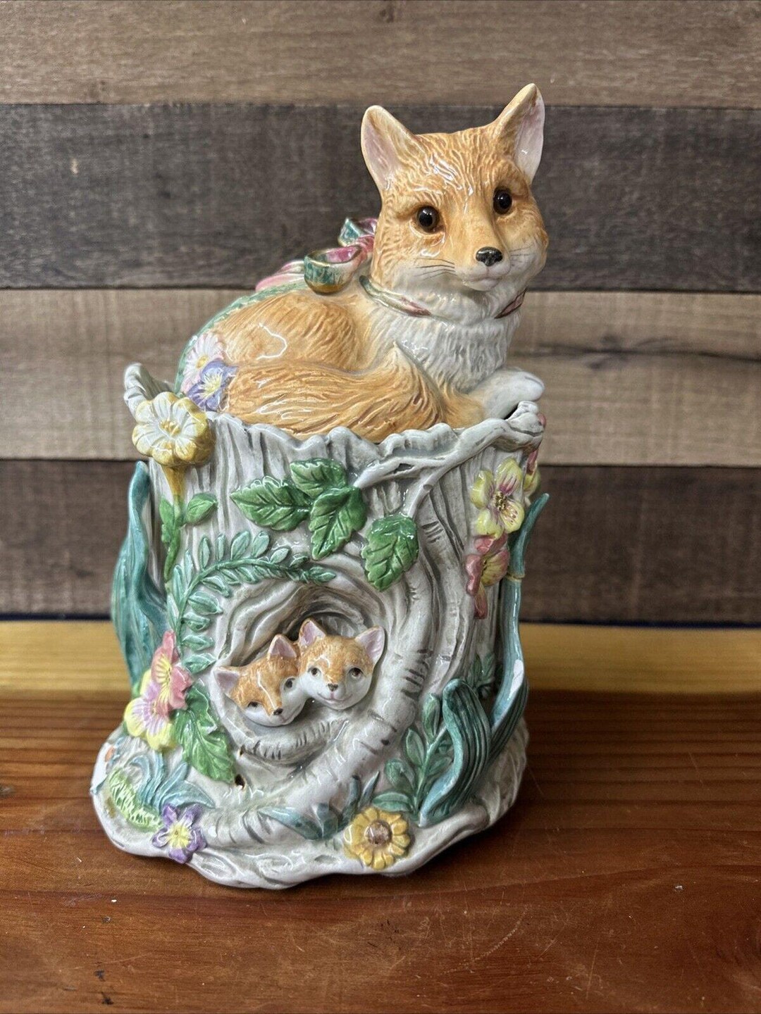 Fitz and Floyd woodland Spring Fox Canister Cookie Jar flaws - Etsy