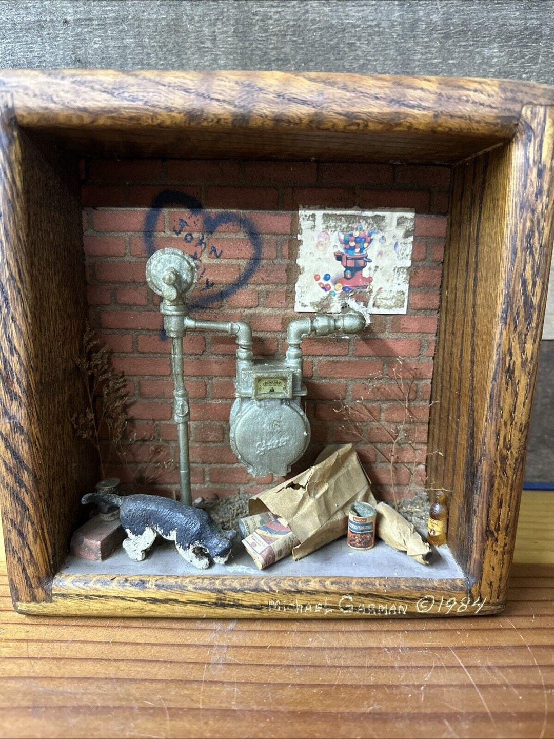 Michael Garman Alley Cityscape Shadowbox Sculpture Art 1984 Rare 8.5x8 ...